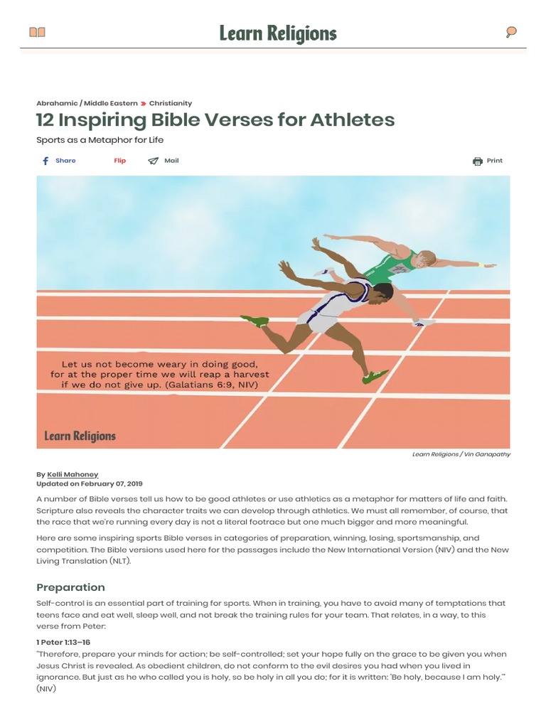 12 Sports Bible Verses For Athletes | PDF | New International Version ...
