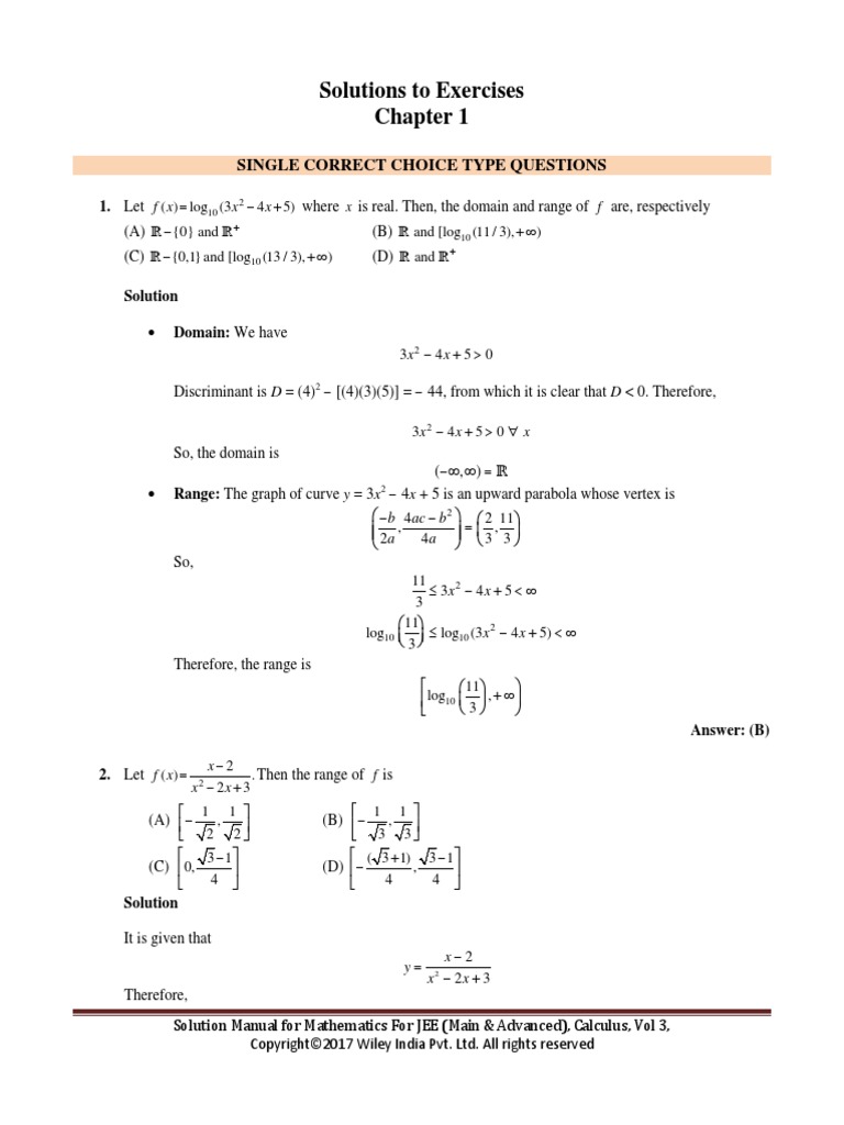 Wiley Mathematics Vol 3 Solution Manual | PDF | Function (Mathematics) | Mathematical Analysis