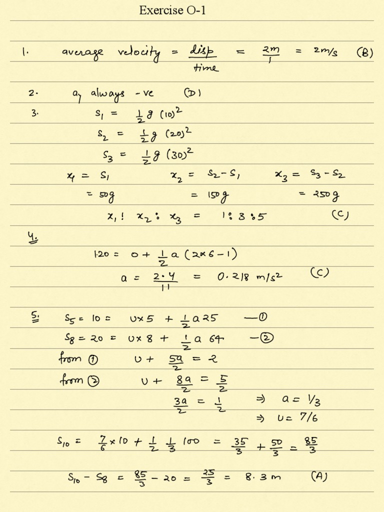 (COMPLETE SOLUTIUON) Kinematics 1D | PDF