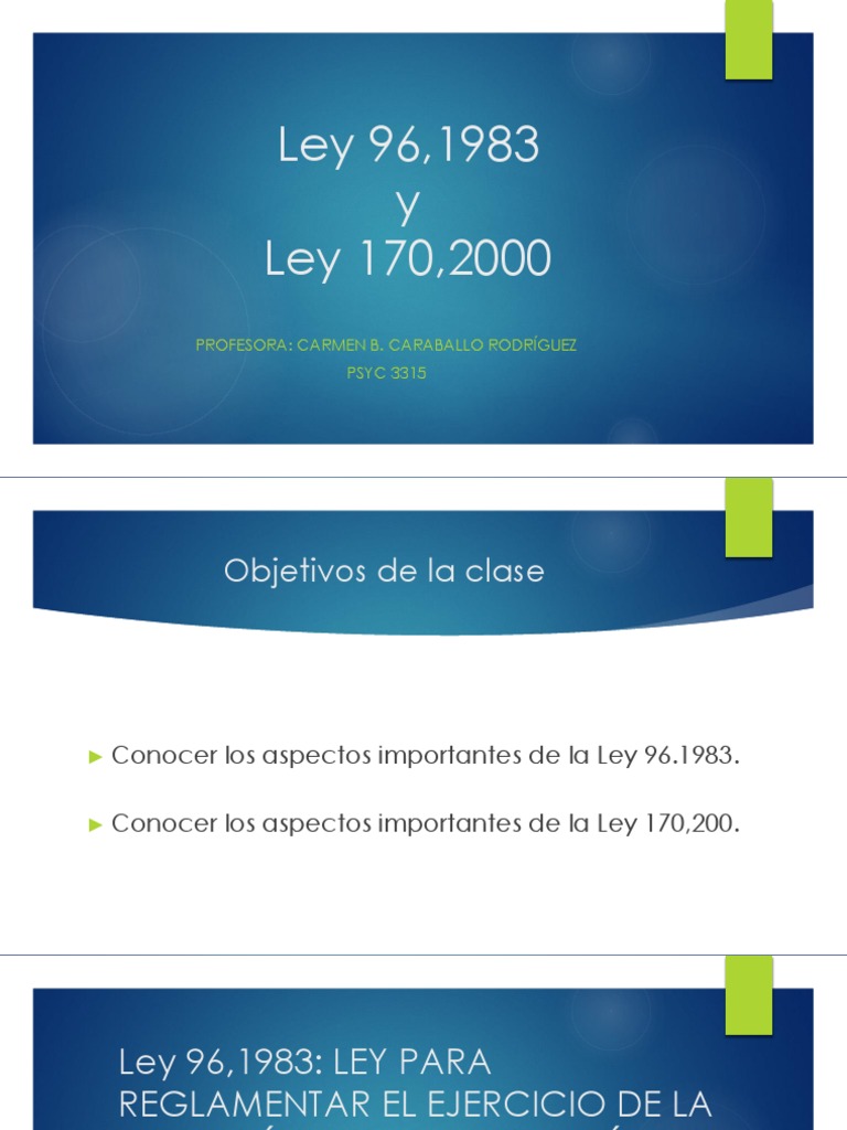 Leyes Psicología Escolar PR | PDF | Sicología | Evaluación