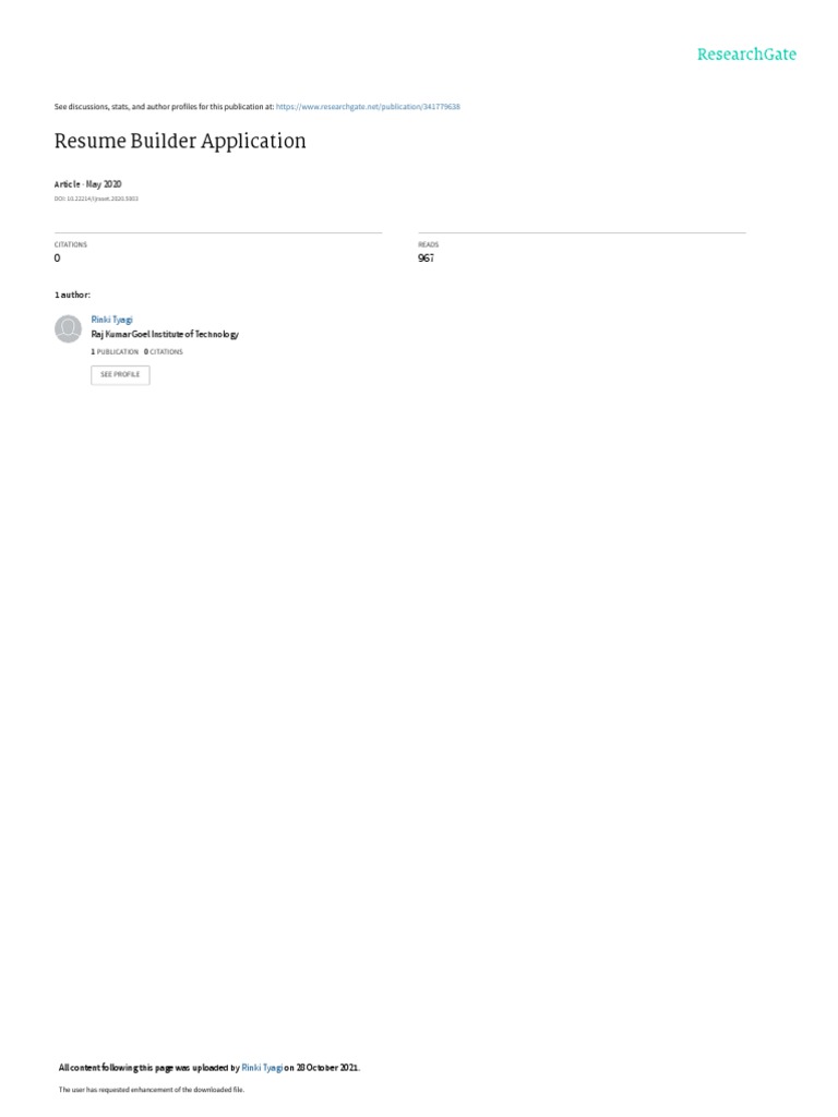 Resume Builder Application | PDF | Android (Operating System) | Résumé