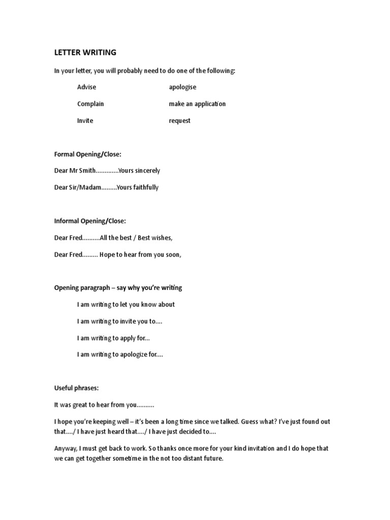 Letter Writing Tips PDF