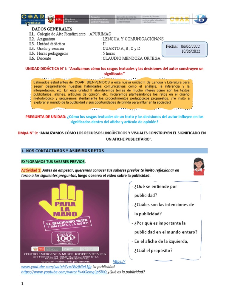 DMpA 9 - 4to - Lengua-Literatura | PDF | Publicidad | Póster