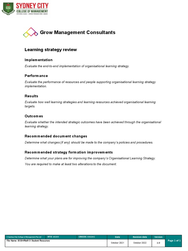 Learning Strategy Review Template | PDF | Career & Growth | Business