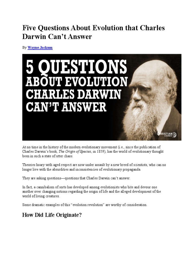 Five Questions About Evolution That Charles Darwin Can't Answer - CC ...