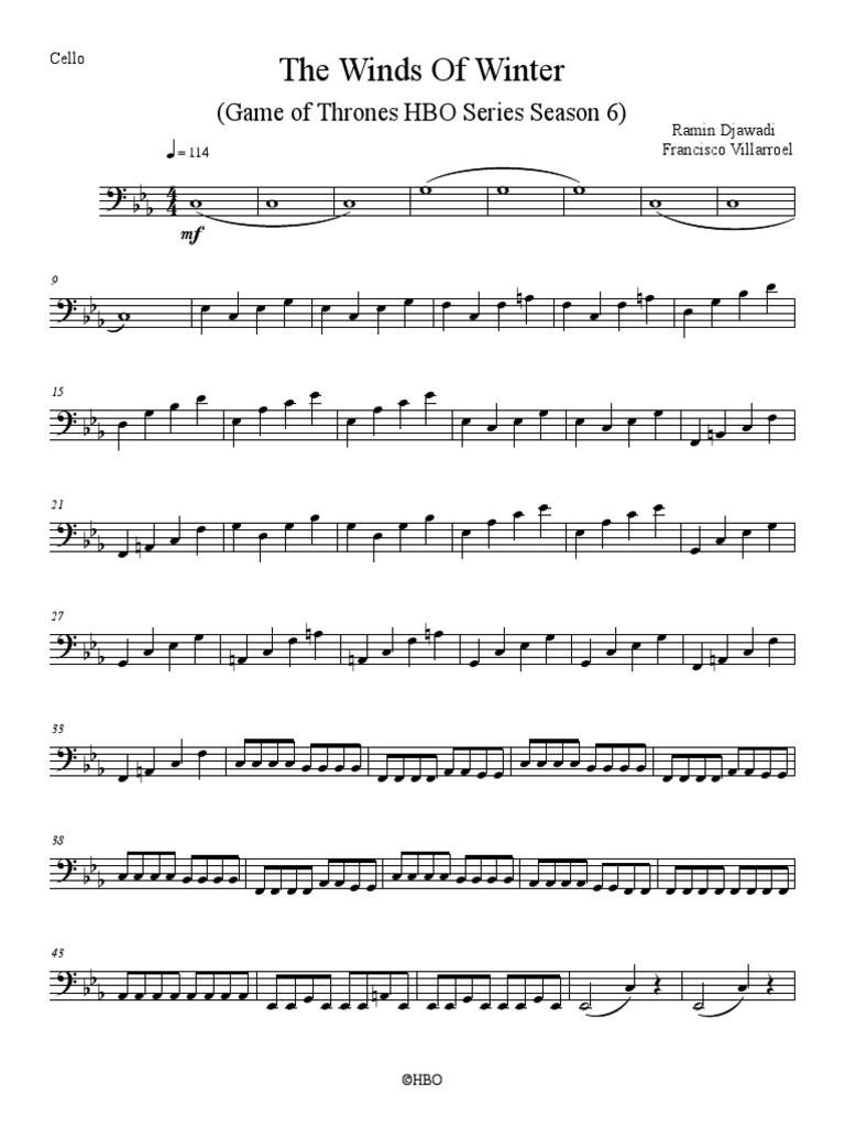 Winds of Winter Cello | PDF