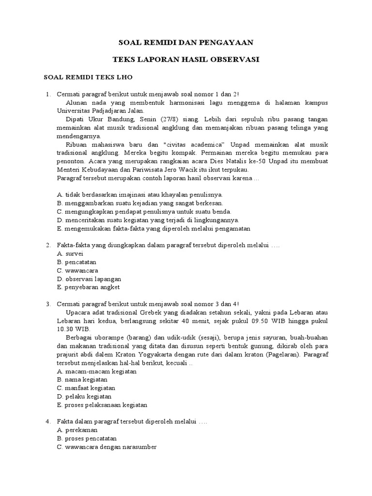 Soal Remidi Dan Pengayaan | PDF