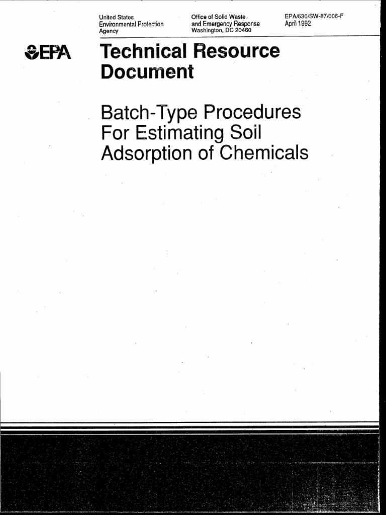 Batch-Type Procedures For Estimating Soil Adsorption of Chemicals | PDF