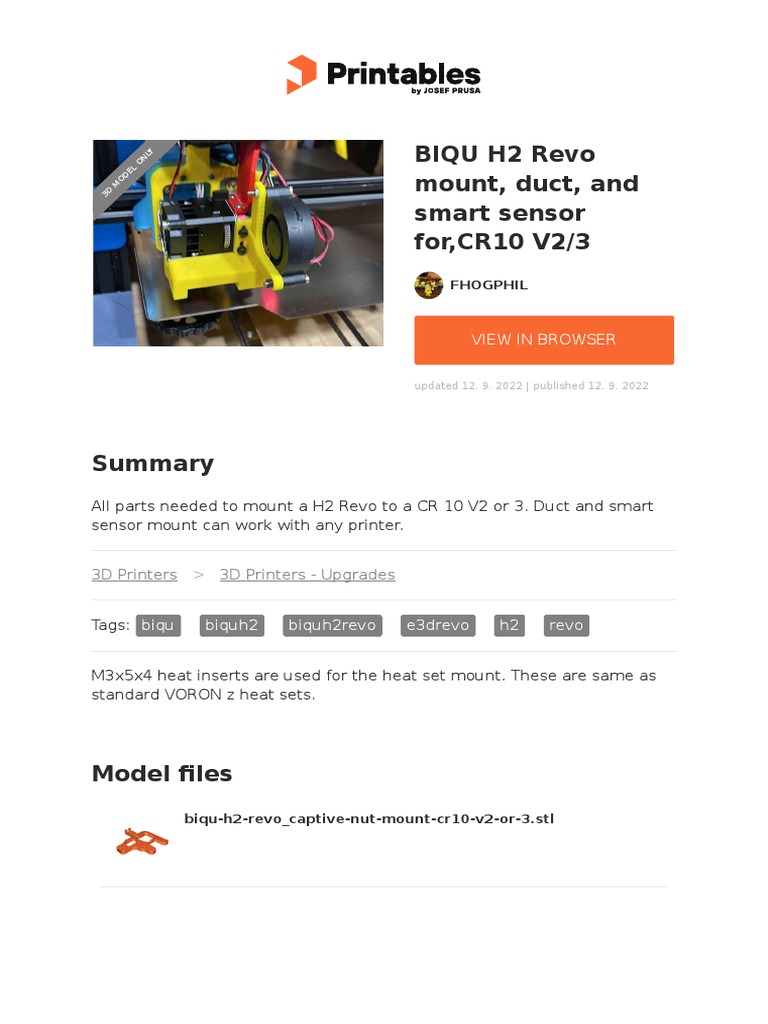 Biqu h2 Revo Mount Duct and Smart Sensor | PDF