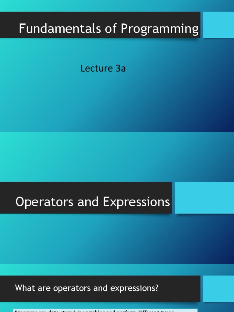 Fundamental Of Programming In Cpp Lecture 3a Pdf Computer Engineering Mathematical Logic