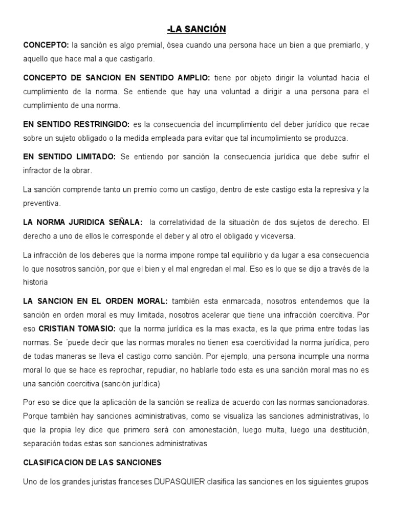 Tipos y Funciones de Sanciones Jurídicas | PDF | Caso de ley | Fuentes ...