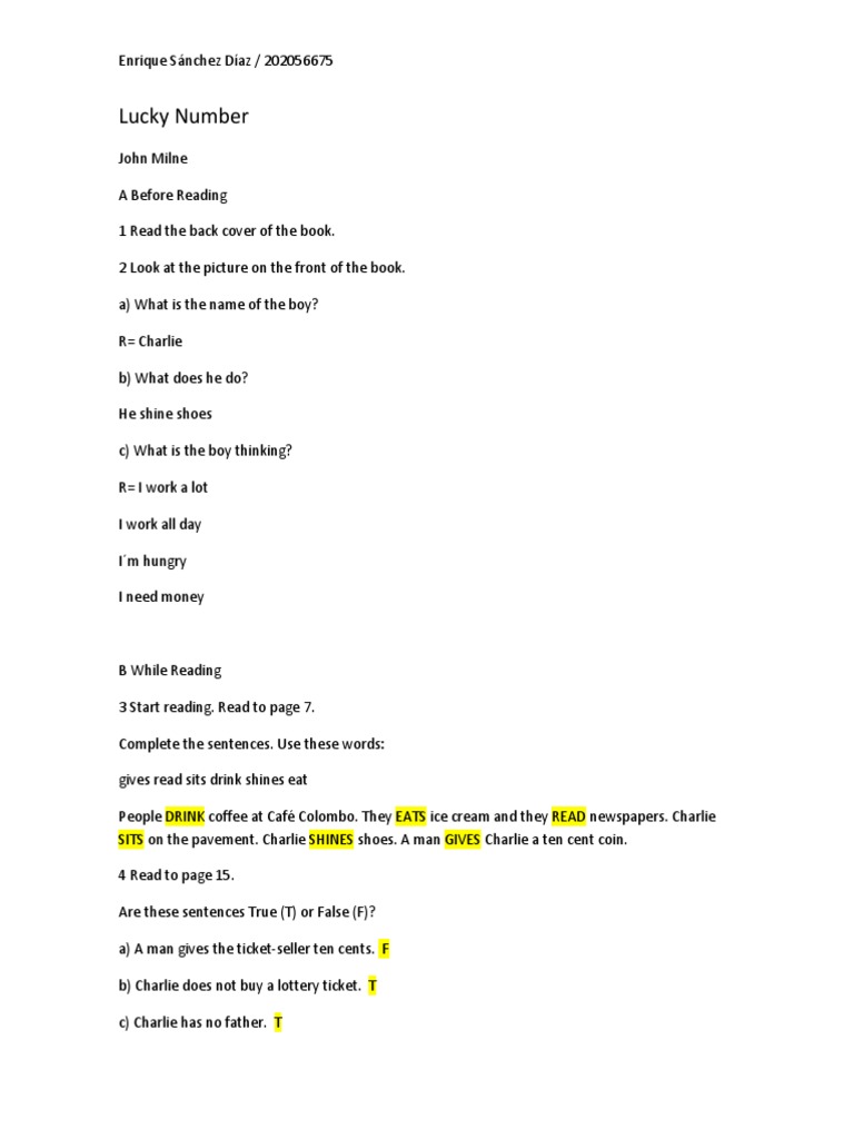 Act3. Lucky Number | PDF | Language Arts & Discipline | Art