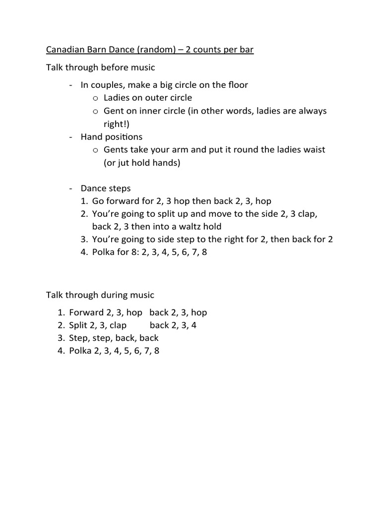 Canadian Barn Dance Steps Guide | PDF | Art