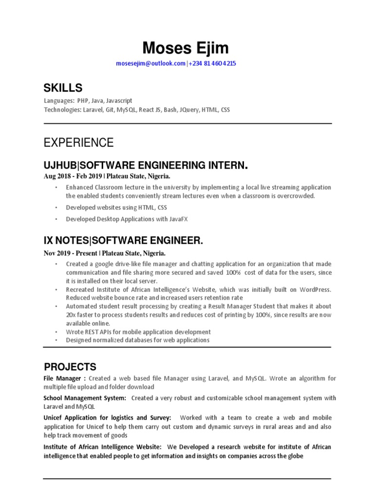 Moses Ejim Web Developer | PDF | Websites | World Wide Web