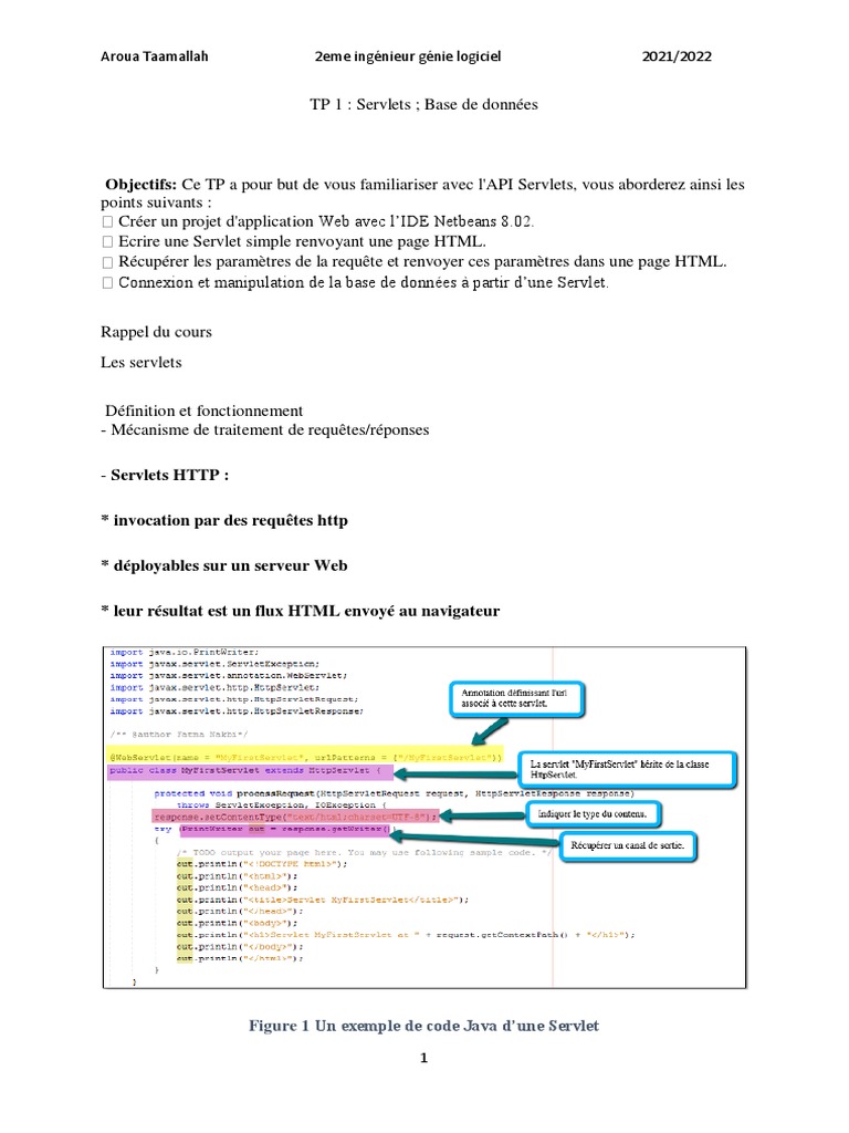 Introduction aux Servlets et bases de données | PDF | Internet ...