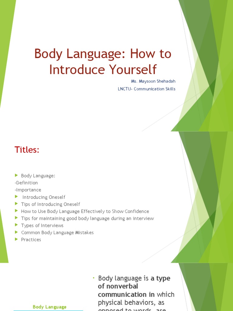 Body Language - Self Introd..pps | PDF | Body Language | Nonverbal Communication