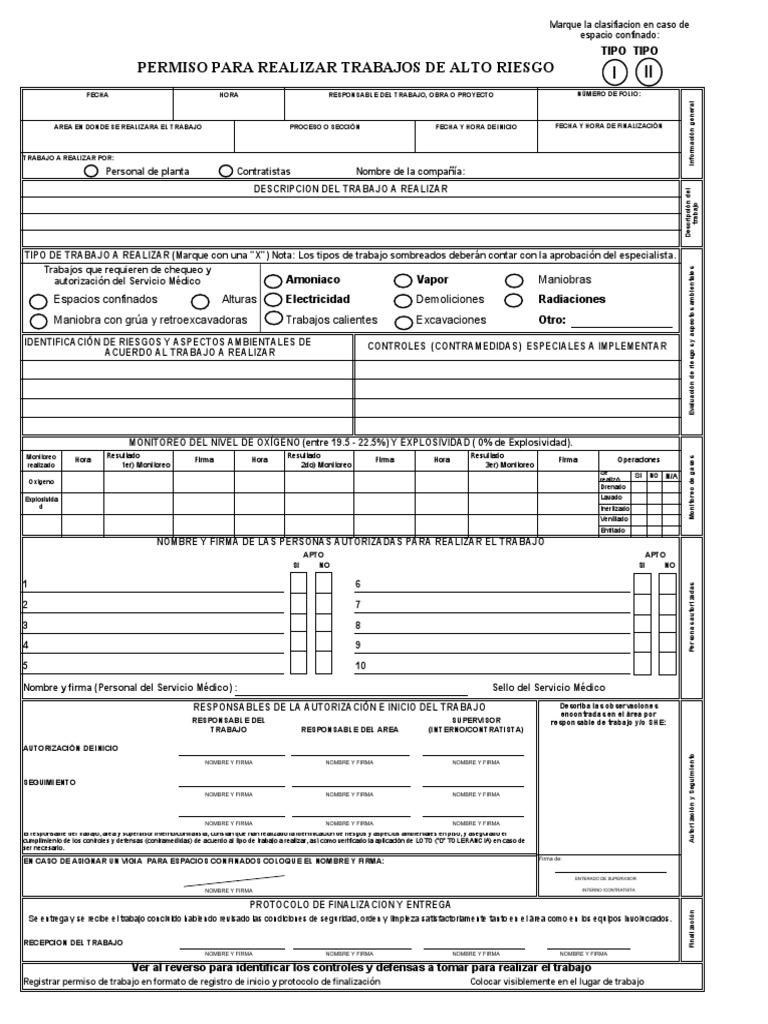 Permiso de Trabajo de Alto Riesgo | PDF | Amoníaco | Materiales