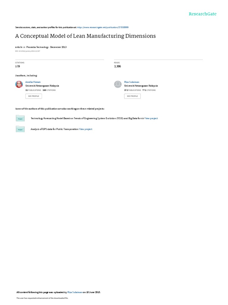 A Conceptual Model of Lean Manufacturing Dimension | PDF | Lean Manufacturing | Information