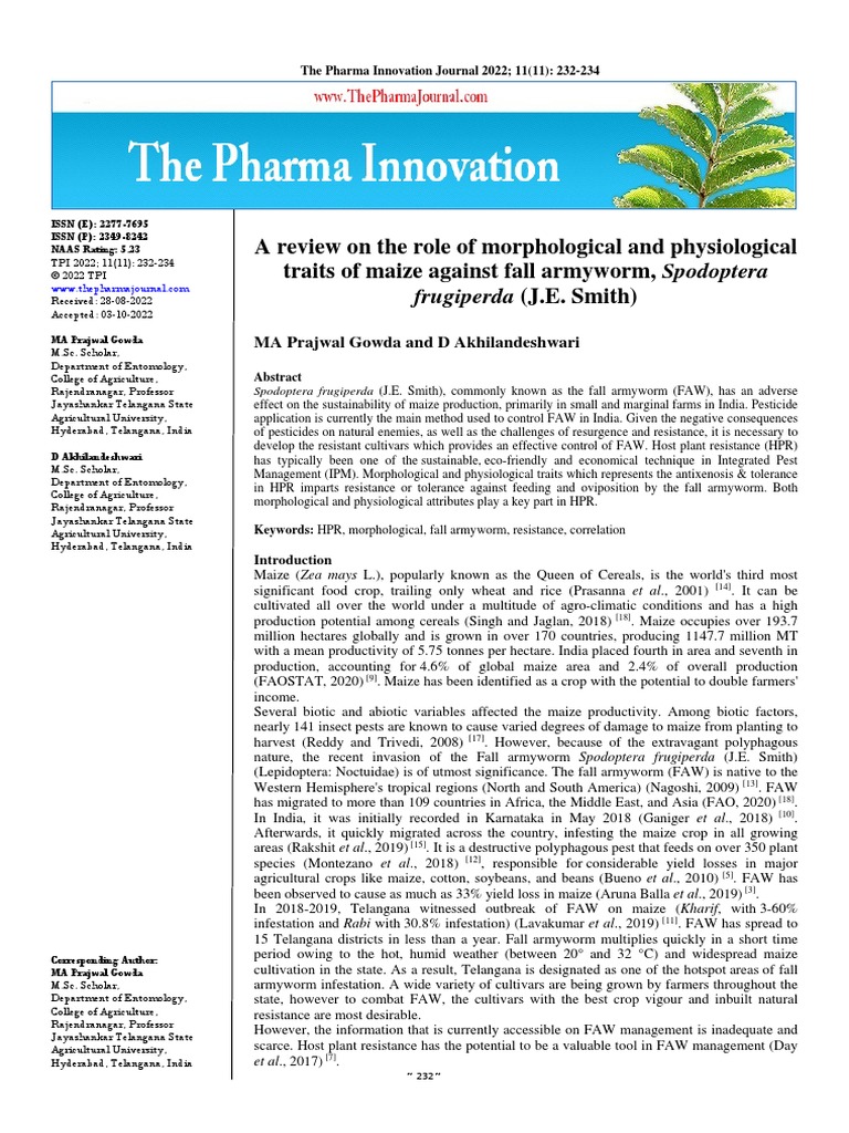 A Review On The Role of Morphological and Physiological Traits of Maize ...