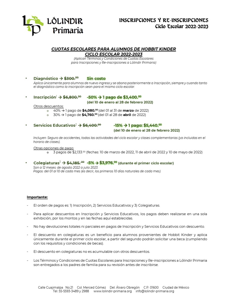 Cuotas LP 2022-2023 (HK) | PDF | Negocios | Finanzas y dinero