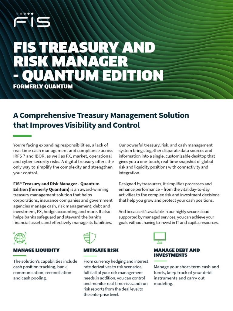 FIS Treasury and Risk Manager Quantum Edition Product Sheet | PDF ...