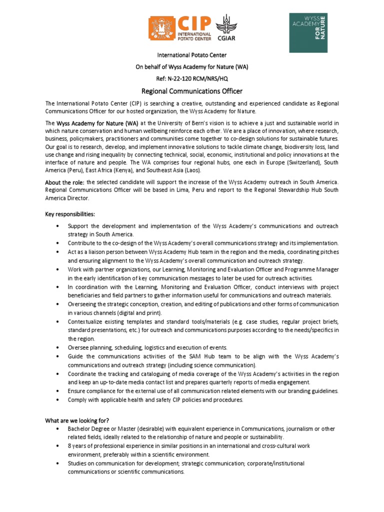Regional Communications Officer Role at WA | PDF | Communication ...