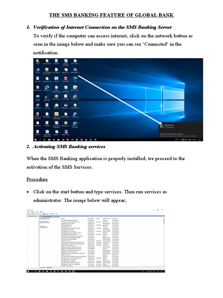 Configuring SMS Banking Services and Registry Settings on the Global Bank Server | PDF
