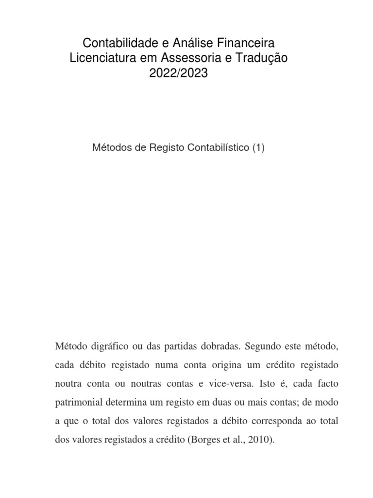 Métodos de Registo Contabilístico | PDF | Contabilidade | Corporações