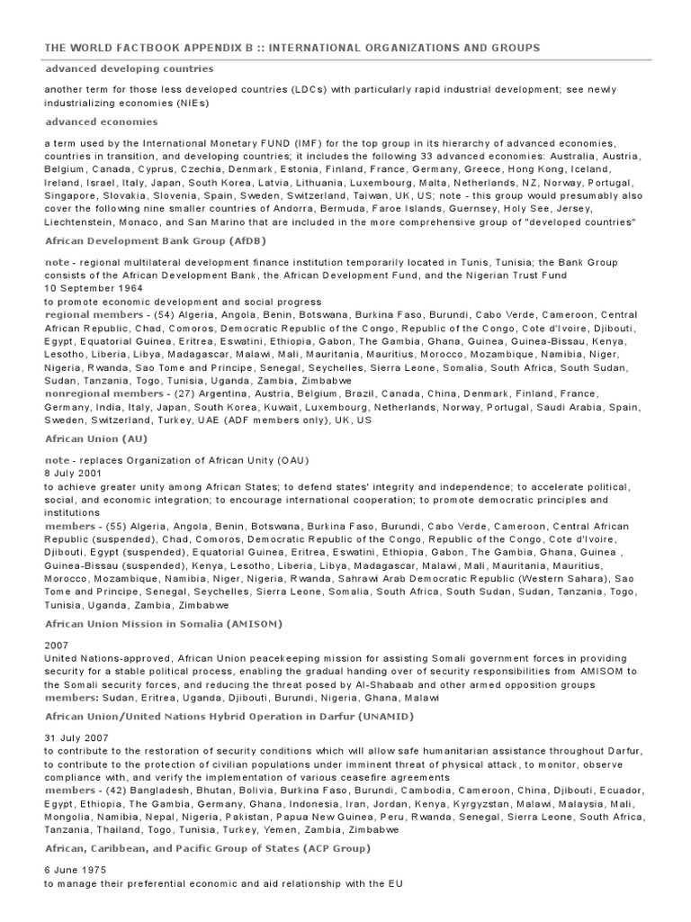 Appendix B - International Organizations and Groups - The World Factbook - Central Intelligence ...
