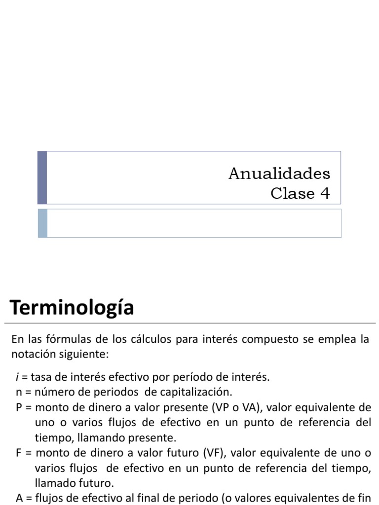 Clase 4 Anualidades 2020 | PDF | Economía monetaria | Bancario