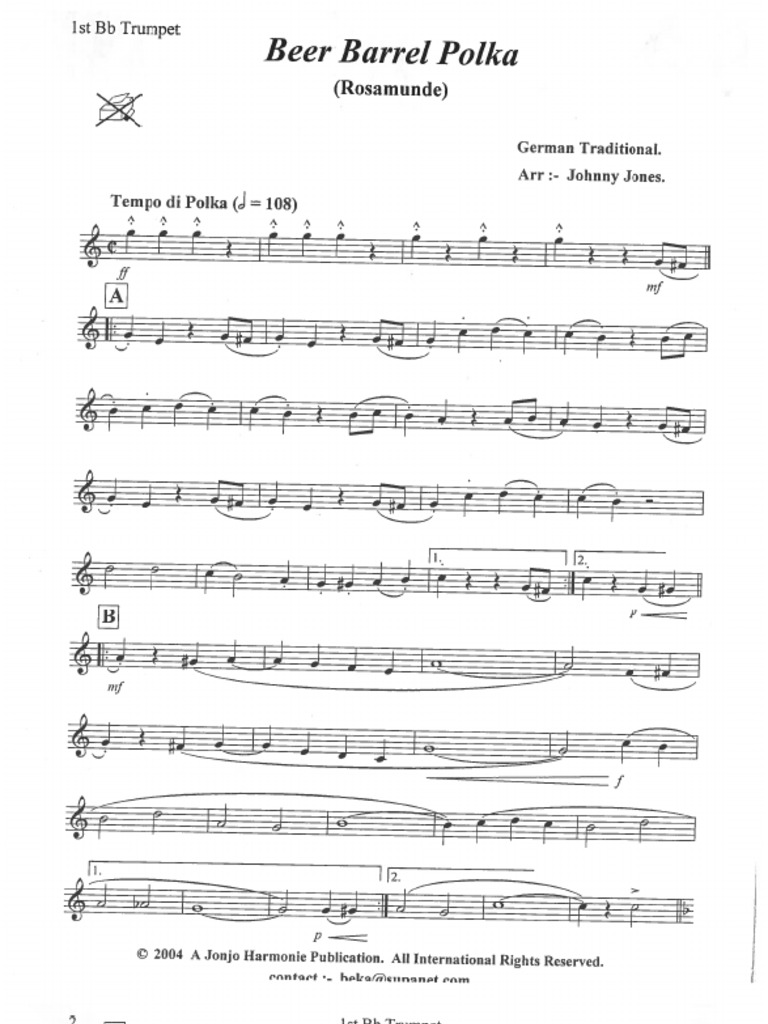 Beer Barrel Polka (Rosamunde) - 1 B-Trumpet | PDF