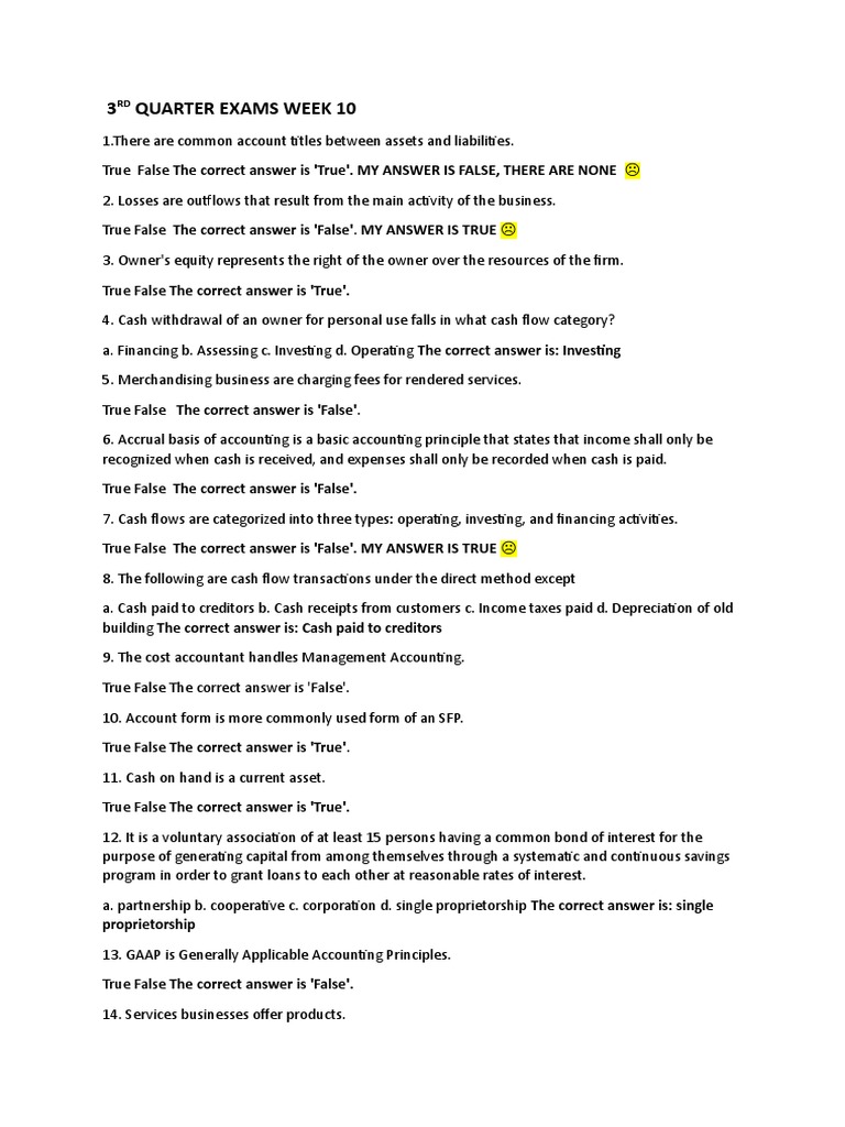 3rd QUARTER EXAMS WEEK 10 FABM 1 | PDF | Equity (Finance) | Investing