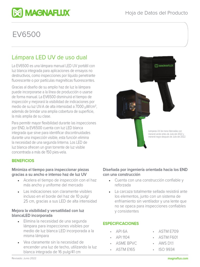 EV6500 PDS Spanish | PDF | Ultravioleta | Diodo emisor de luz