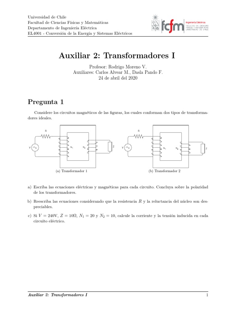Auxiliar 2 Transformadores I | PDF | Transformador | Inductor