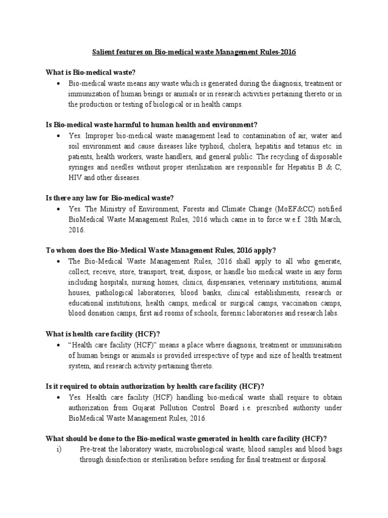 Bio-Medical Waste Management Rules | Download Free PDF | Waste ...