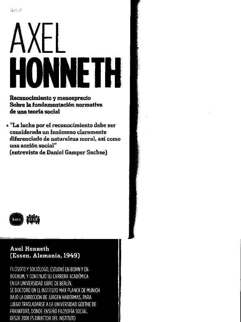 Axel Honneth - Edit. Katz | PDF