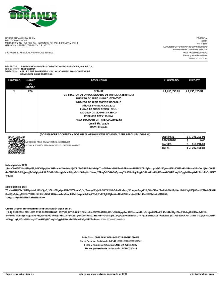 Factura Maquinaria 2 | PDF