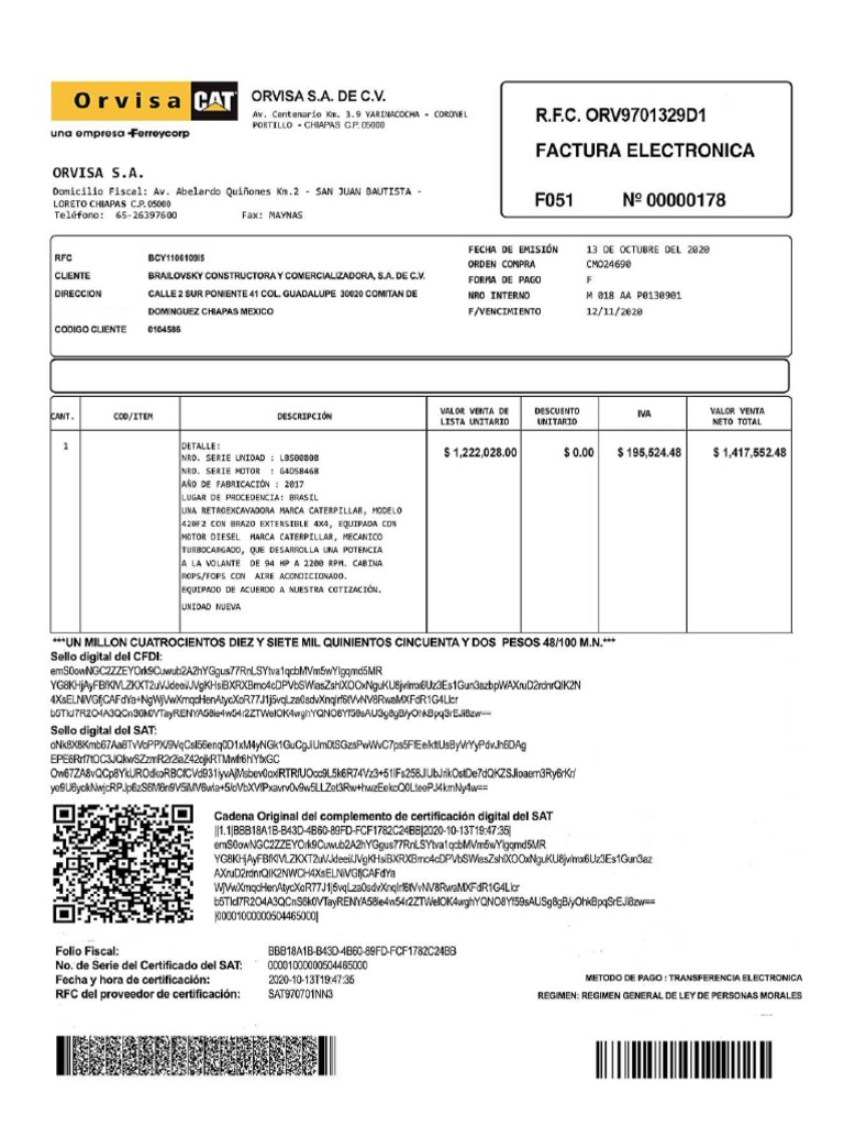 Factura Maquinaria 1 | PDF