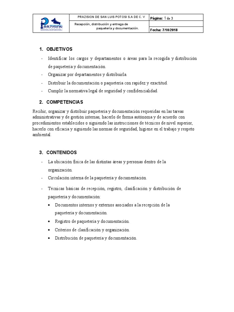 4 Procedimiento para Recibo de Paqueteria | PDF | Almacén | Business