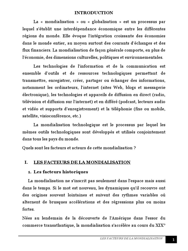 Les Facteurs de La Mondialisation | PDF | Finance et gestion monétaire ...