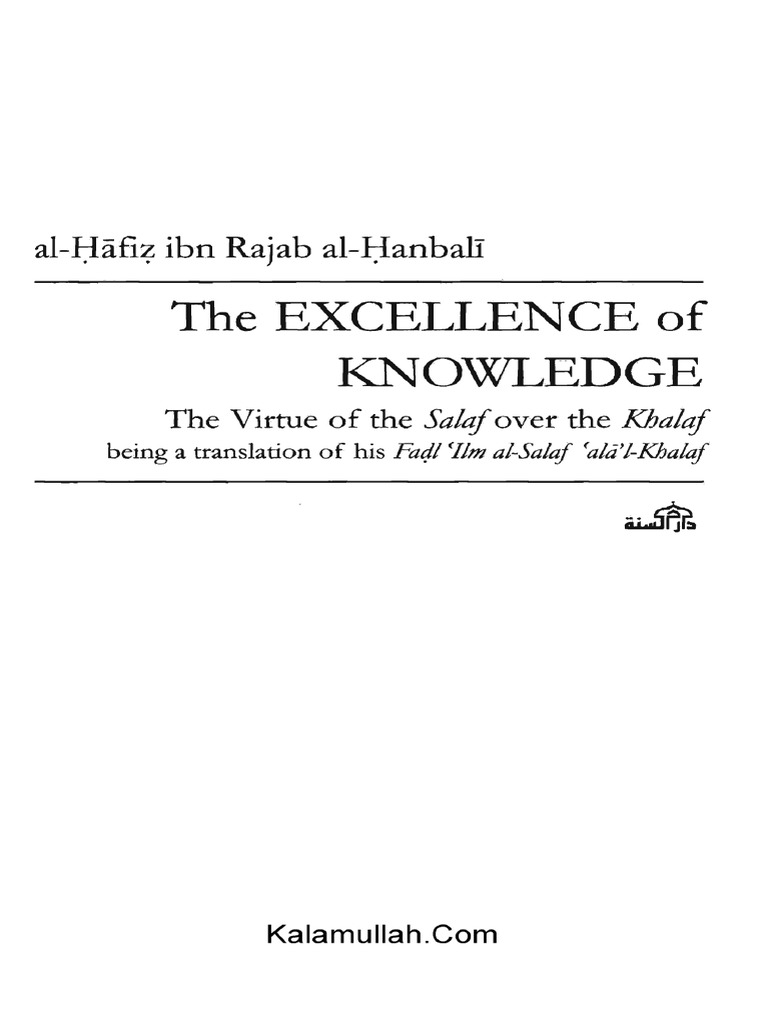 "Excellence of Knowledge: Salaf vs Khalaf" | PDF | Hadith | Muhammad