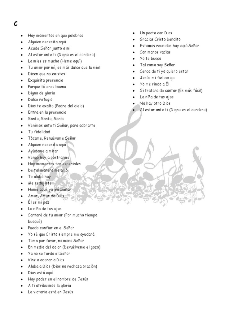 Canciones de La Iglesia | PDF | Cristo (título) | espíritu Santo