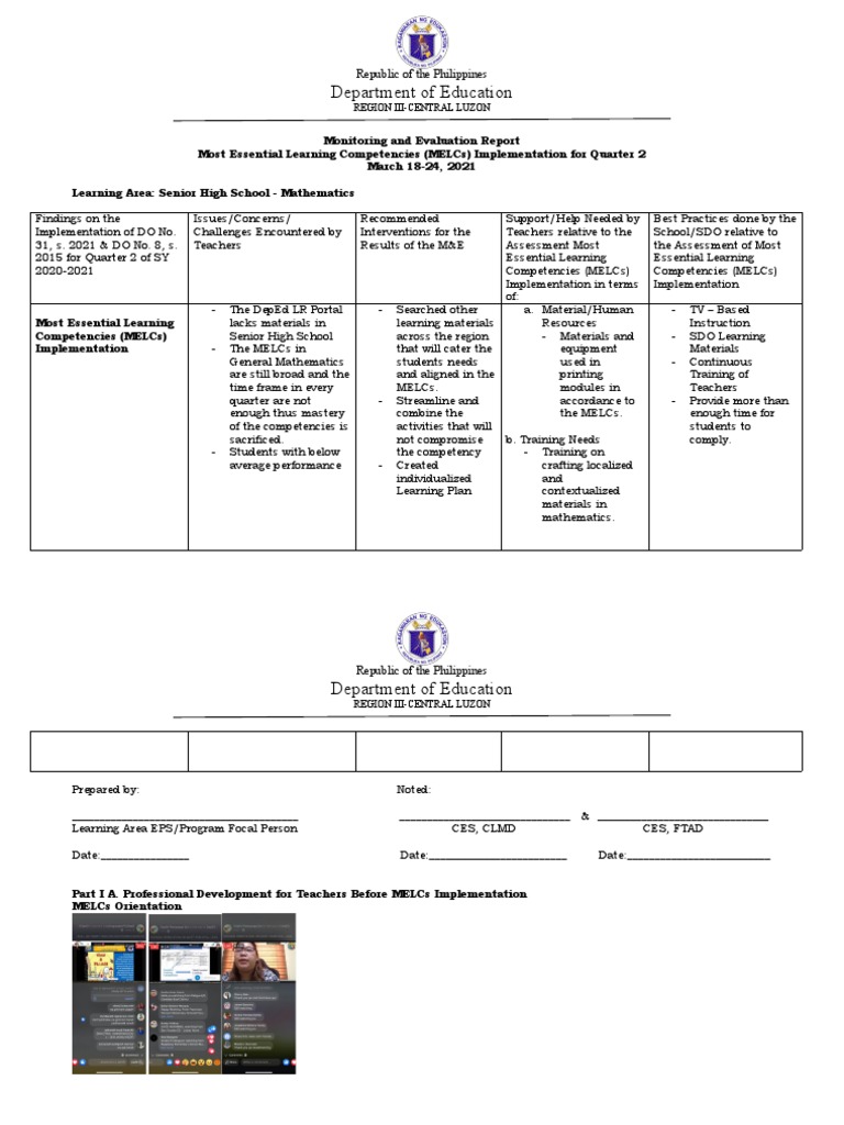 MELCs Implementation - San Matias National High School SHS | PDF ...