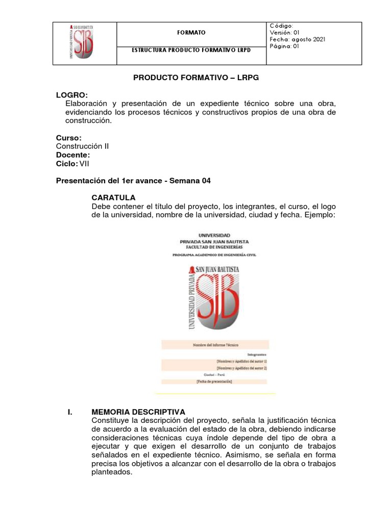 Producto Formativo LRPD Construcción II | PDF | Presupuesto | Economias