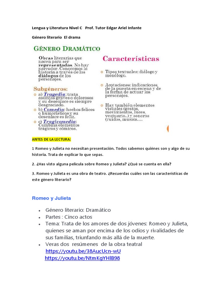 Género Dramático de Romeo y Julieta | PDF | Romeo y Julieta