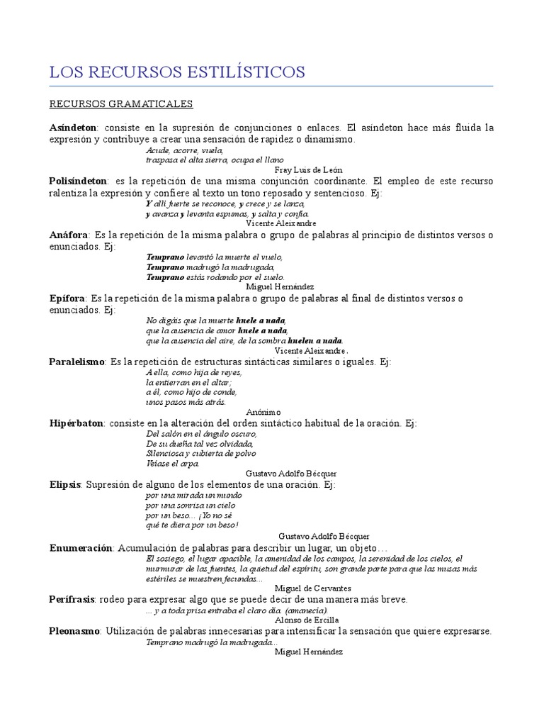 Recursos Estilísticos Con Ejemplos Explicados Para Niños – GWBL
