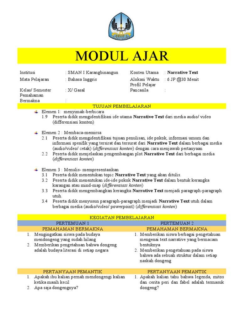Modul Ajar Lengkap | PDF