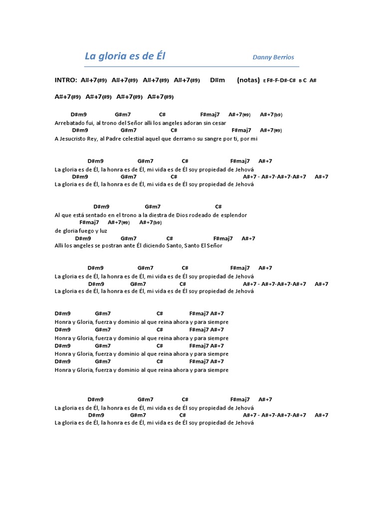 La gloria es de Él - Danny Berrios | PDF | Creencia religiosa y ...