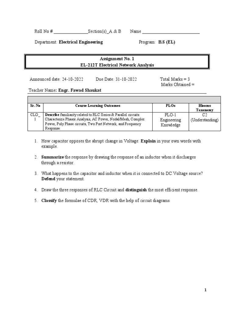 Assignment No 1 ENA | PDF