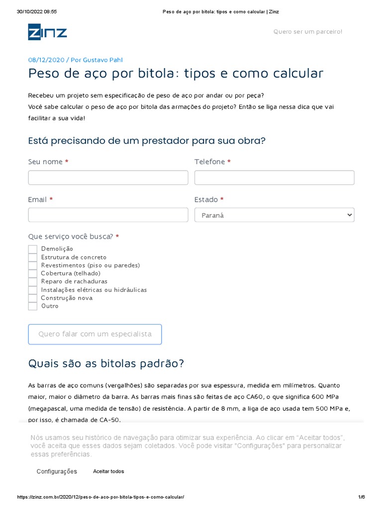 Peso de Aço Por Bitola_ Tipos e Como Calcular _ Zinz | PDF | Aço